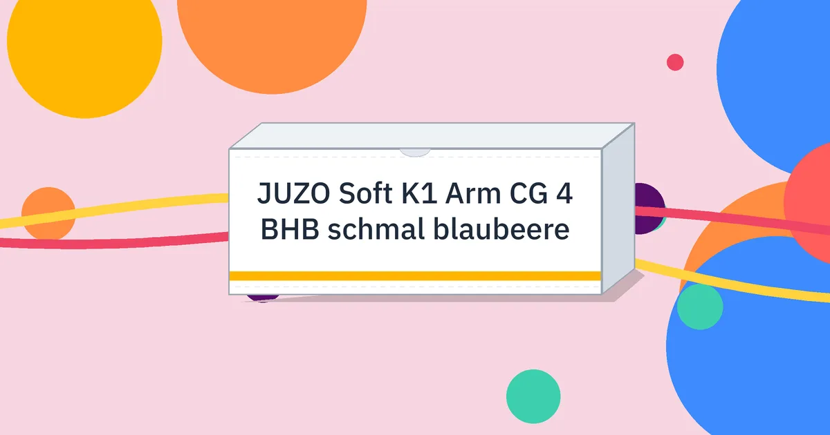 Symbolbild: Packung mit der Aufschrift JUZO Soft K1 Arm CG 4 BHB schmal blaubeere (PZN 15507816) – Verfügbarkeit und Bezug in Apotheken in Frankfurt am Main