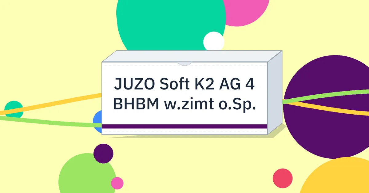 Symbolbild: Packung mit der Aufschrift JUZO Soft K2 AG 4 BHBM w.zimt o.Sp. (PZN 14868707) – Verfügbarkeit und Bezug in Apotheken in Frankfurt am Main