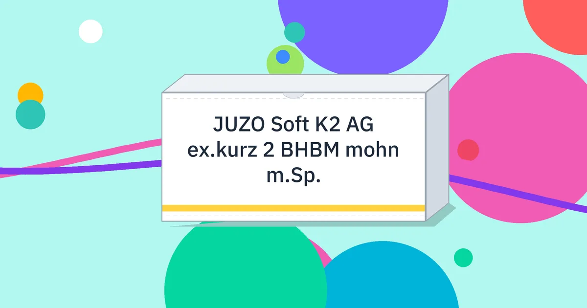 Symbolbild: Packung mit der Aufschrift JUZO Soft K2 AG ex.kurz 2 BHBM mohn m.Sp. (PZN 14860516) – Verfügbarkeit und Bezug in Apotheken in Frankfurt am Main