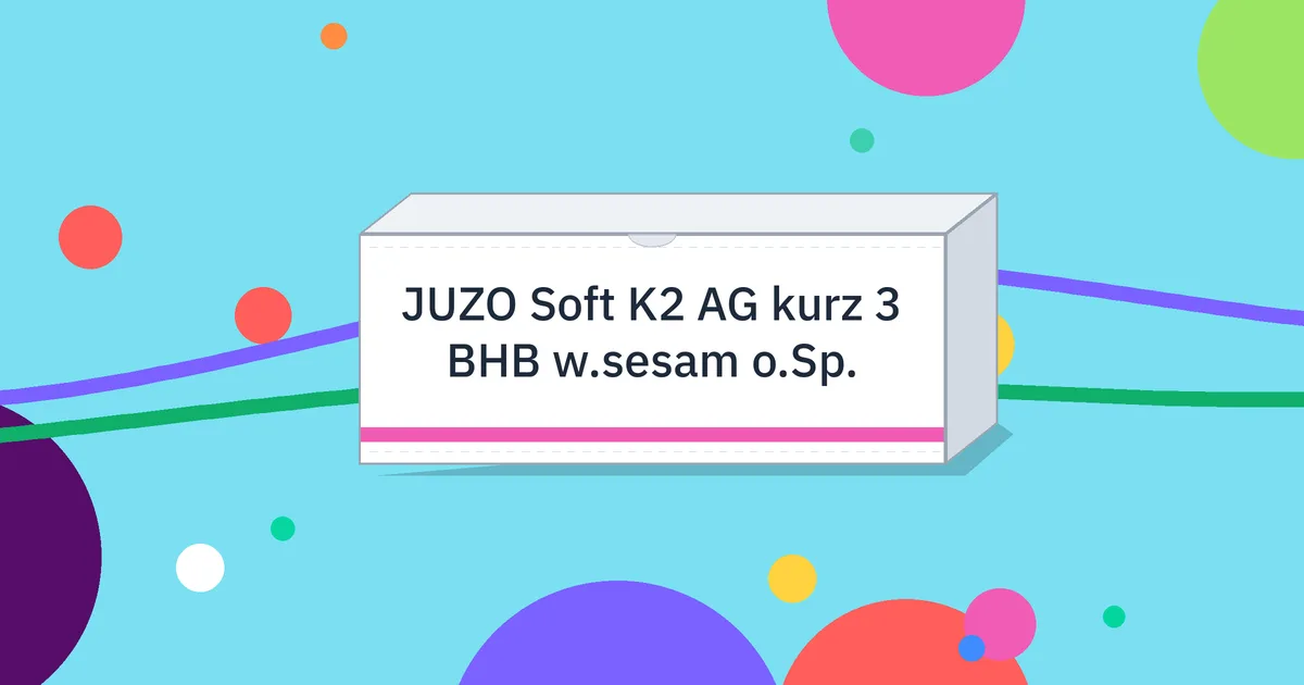 Symbolbild: Packung mit der Aufschrift JUZO Soft K2 AG kurz 3 BHB w.sesam o.Sp. (PZN 14842671) – Verfügbarkeit und Bezug in Apotheken in Frankfurt am Main