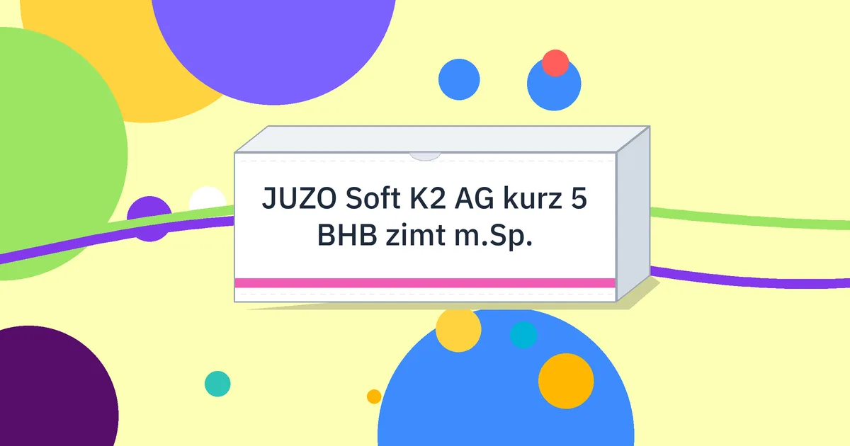 Symbolbild: Packung mit der Aufschrift JUZO Soft K2 AG kurz 5 BHB zimt m.Sp. (PZN 14826040) – Verfügbarkeit und Bezug in Apotheken in Frankfurt am Main