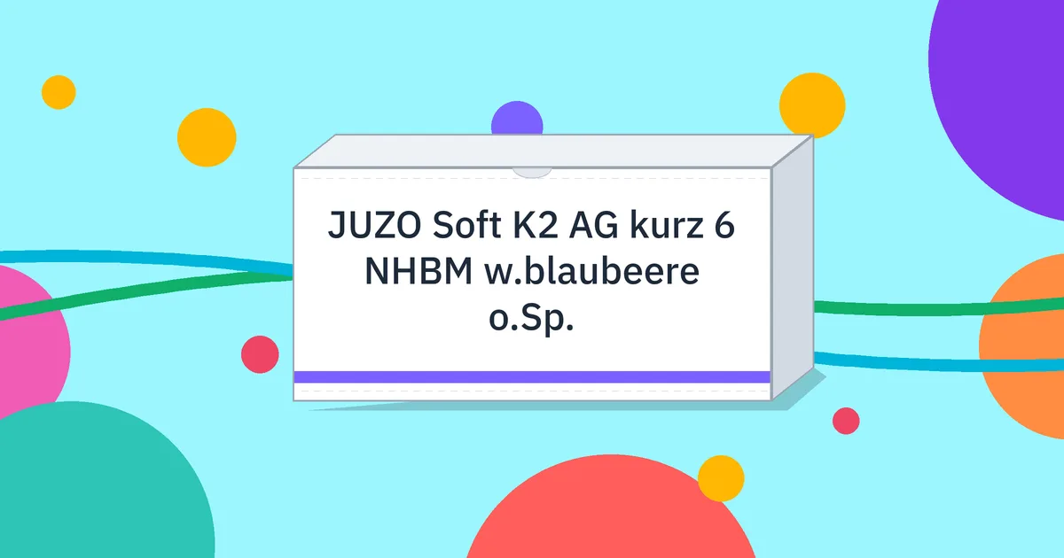 Symbolbild: Packung mit der Aufschrift JUZO Soft K2 AG kurz 6 NHBM w.blaubeere o.Sp. (PZN 15020936) – Verfügbarkeit und Bezug in Apotheken in Frankfurt am Main