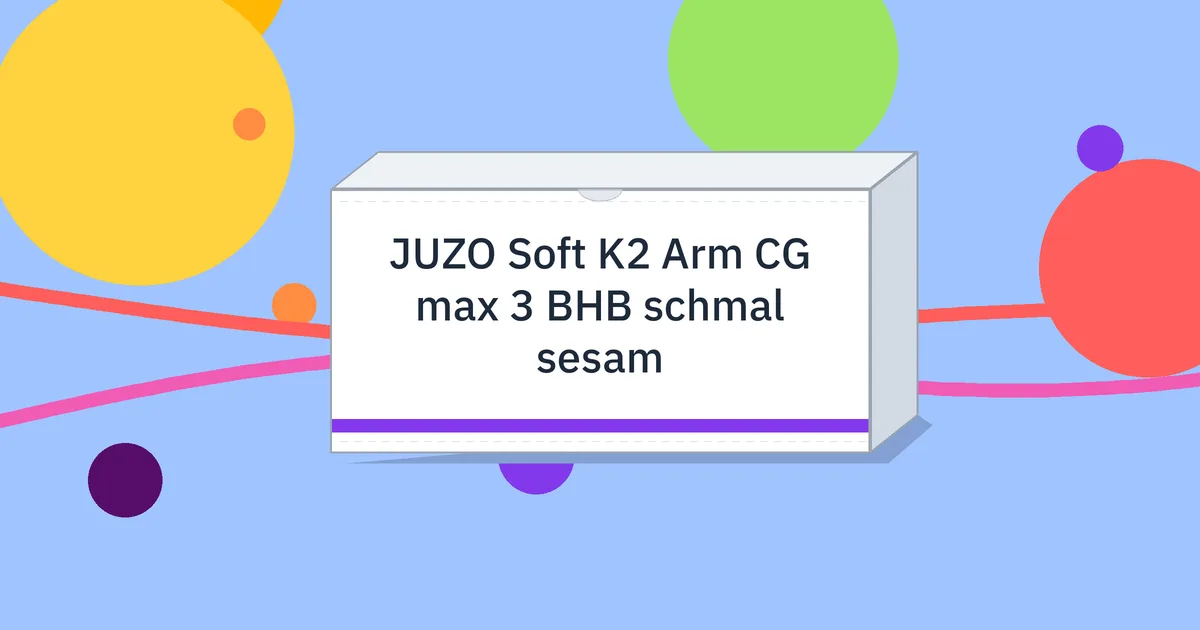 Symbolbild: Packung mit der Aufschrift JUZO Soft K2 Arm CG max 3 BHB schmal sesam (PZN 15513231) – Verfügbarkeit und Bezug in Apotheken in Frankfurt am Main