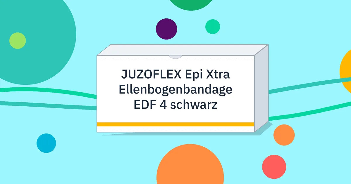 Symbolbild: Packung mit der Aufschrift JUZOFLEX Epi Xtra Ellenbogenbandage EDF 4 schwarz (PZN 16635611) – Verfügbarkeit und Bezug in Apotheken in Frankfurt am Main