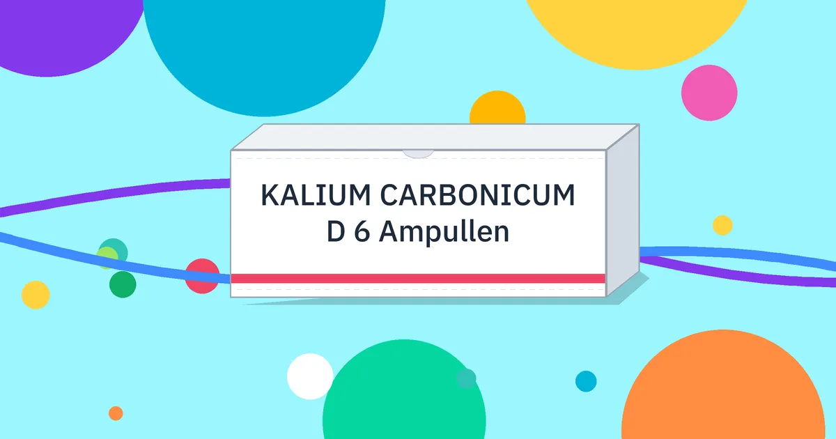 Symbolbild: Packung mit der Aufschrift KALIUM CARBONICUM D 6 Ampullen (PZN 11706708) – Verfügbarkeit und Bezug in Apotheken in Frankfurt am Main