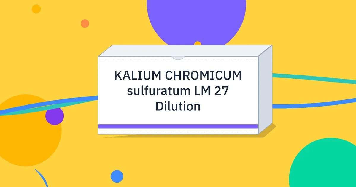 Symbolbild: Packung mit der Aufschrift KALIUM CHROMICUM sulfuratum LM 27 Dilution (PZN 12919837) – Verfügbarkeit und Bezug in Apotheken in Frankfurt am Main