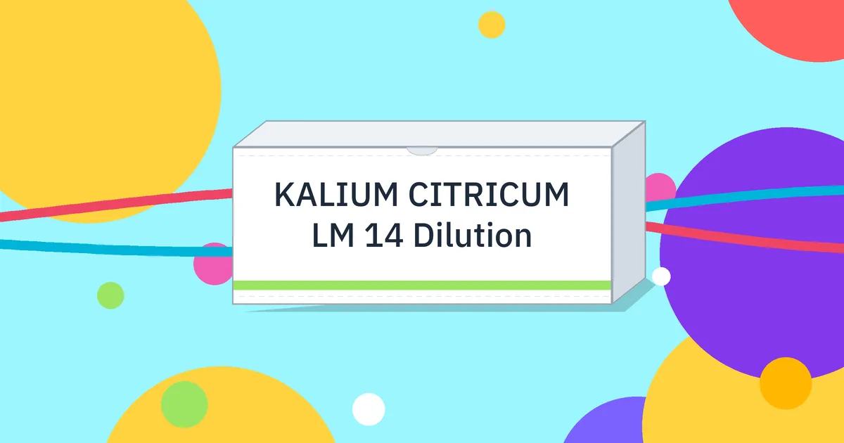 Symbolbild: Packung mit der Aufschrift KALIUM CITRICUM LM 14 Dilution (PZN 12920154) – Verfügbarkeit und Bezug in Apotheken in Frankfurt am Main