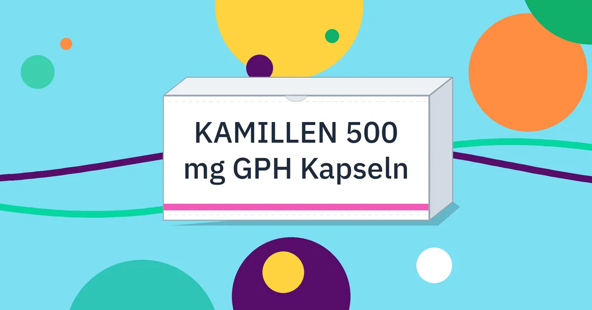 Symbolbild: Packung mit der Aufschrift KAMILLEN 500 mg GPH Kapseln (PZN 05530671) – Verfügbarkeit und Bezug in Apotheken in Frankfurt am Main