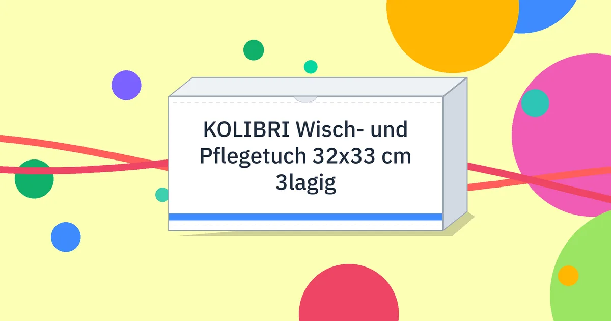 Symbolbild: Packung mit der Aufschrift KOLIBRI Wisch- und Pflegetuch 32x33 cm 3lagig (PZN 10417600) – Verfügbarkeit und Bezug in Apotheken in Frankfurt am Main