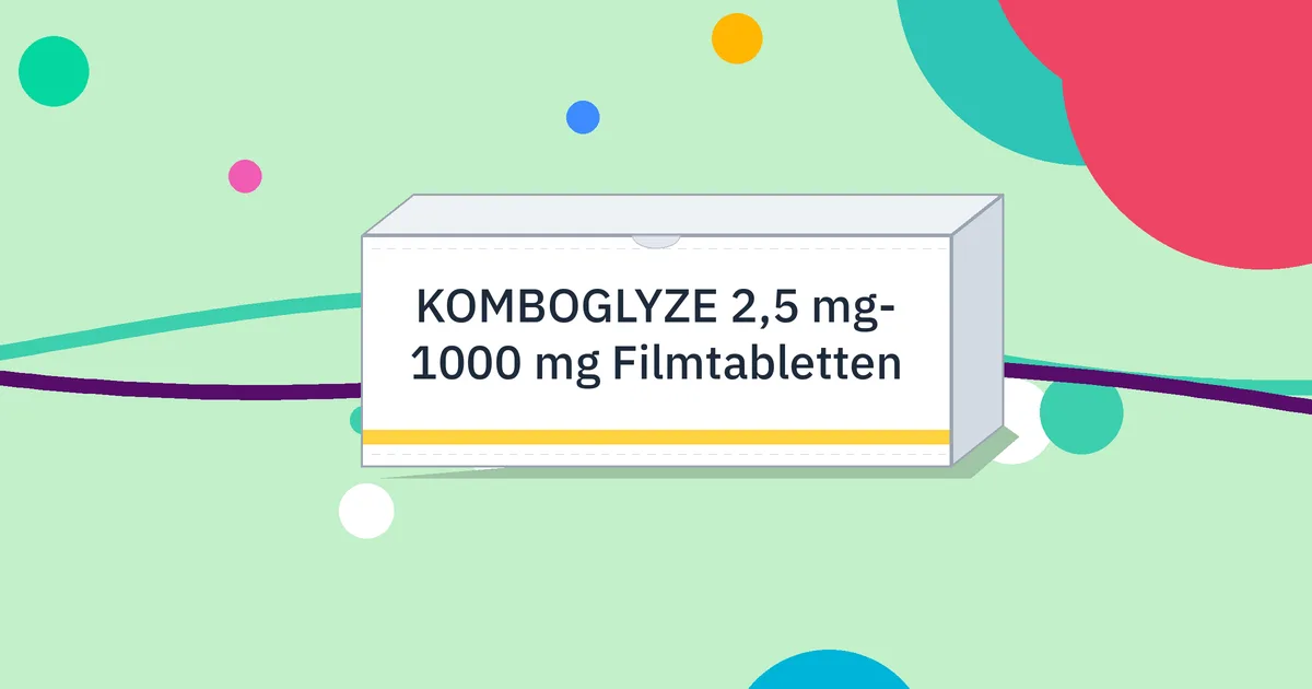 Symbolbild: Packung mit der Aufschrift KOMBOGLYZE 2,5 mg-1000 mg Filmtabletten (PZN 09278990) – Verfügbarkeit und Bezug in Apotheken in Frankfurt am Main