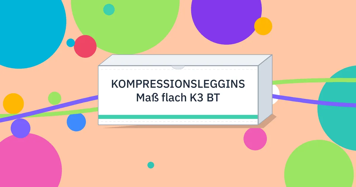 Symbolbild: Packung mit der Aufschrift KOMPRESSIONSLEGGINS Maß flach K3 BT (PZN 16746061) – Verfügbarkeit und Bezug in Apotheken in Frankfurt am Main
