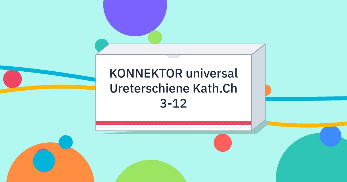 Symbolbild: Packung mit der Aufschrift KONNEKTOR universal Ureterschiene Kath.Ch 3-12 (PZN 19252750) – Verfügbarkeit und Bezug in Apotheken in Frankfurt am Main