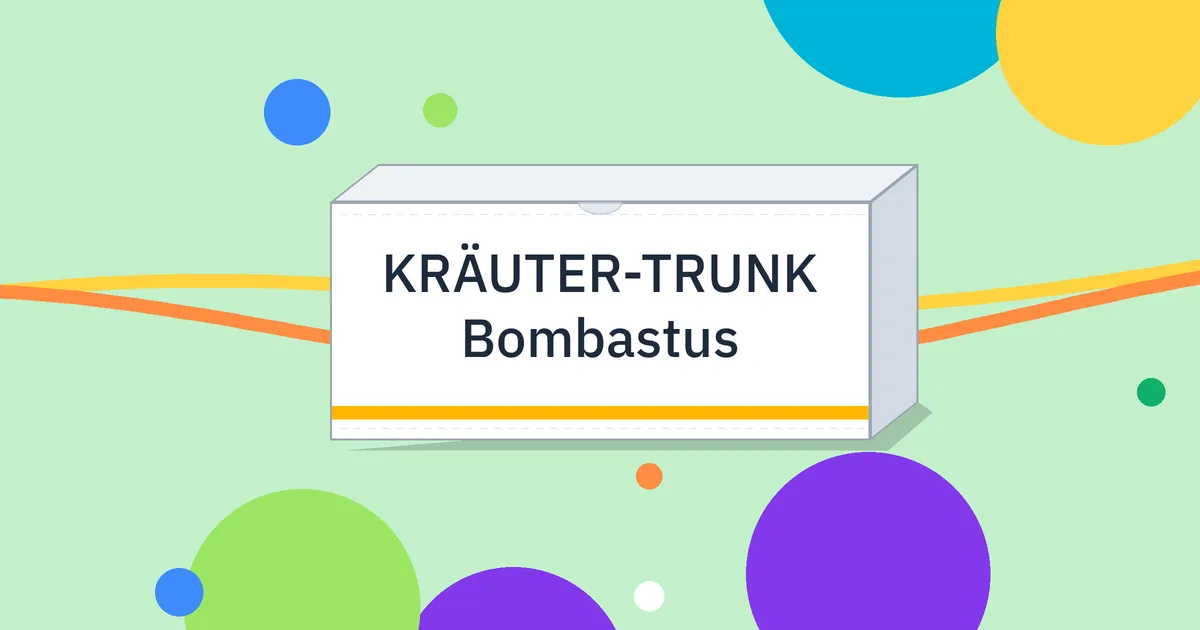 Symbolbild: Packung mit der Aufschrift KRÄUTER-TRUNK Bombastus (PZN 06333056) – Verfügbarkeit und Bezug in Apotheken in Frankfurt am Main