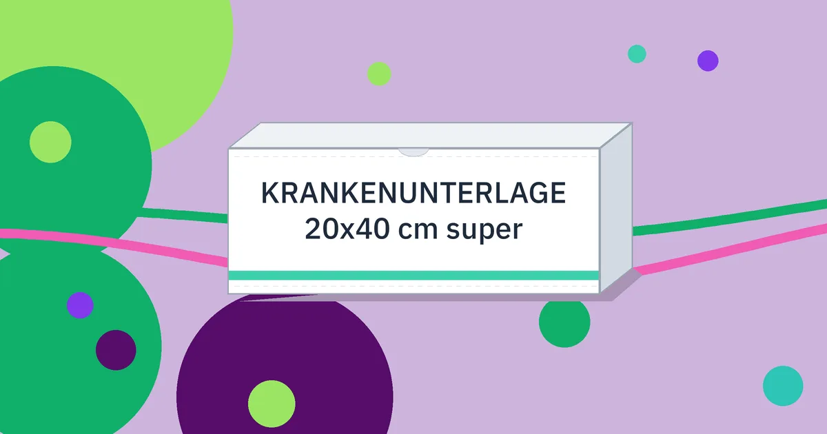Symbolbild: Packung mit der Aufschrift KRANKENUNTERLAGE 20x40 cm super (PZN 02442050) – Verfügbarkeit und Bezug in Apotheken in Frankfurt am Main