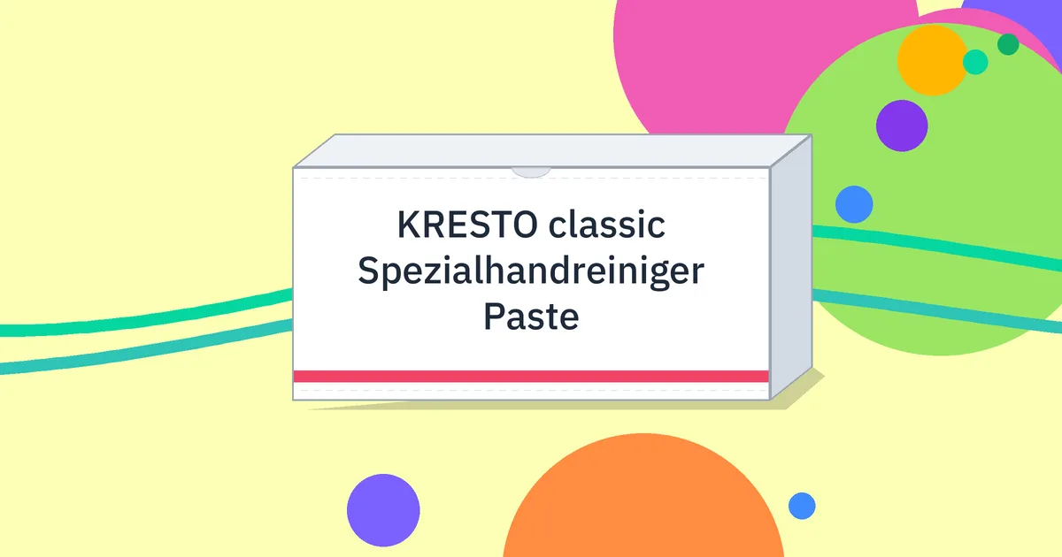 Symbolbild: Packung mit der Aufschrift KRESTO classic Spezialhandreiniger Paste (PZN 07313216) – Verfügbarkeit und Bezug in Apotheken in Frankfurt am Main