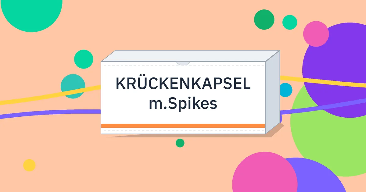 Symbolbild: Packung mit der Aufschrift KRÜCKENKAPSEL m.Spikes (PZN 08907716) – Verfügbarkeit und Bezug in Apotheken in Frankfurt am Main