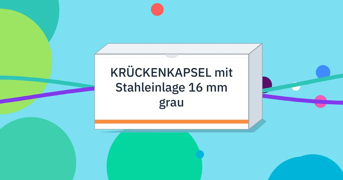 Symbolbild: Packung mit der Aufschrift KRÜCKENKAPSEL mit Stahleinlage 16 mm grau (PZN 10075016) – Verfügbarkeit und Bezug in Apotheken in Frankfurt am Main