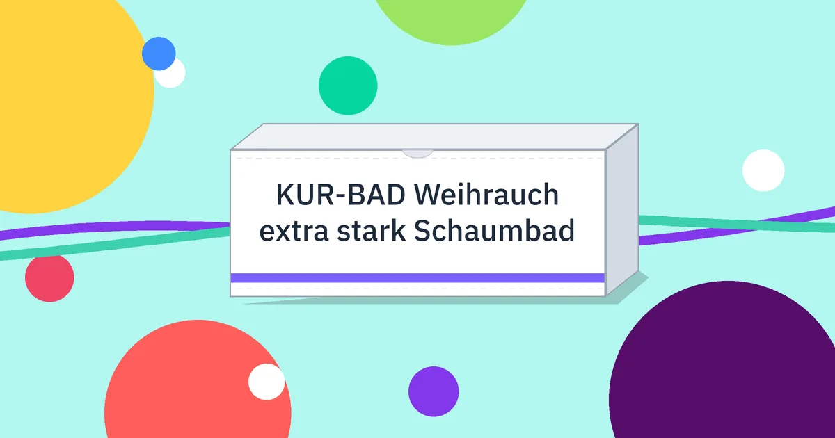 Symbolbild: Packung mit der Aufschrift KUR-BAD Weihrauch extra stark Schaumbad (PZN 14263418) – Verfügbarkeit und Bezug in Apotheken in Frankfurt am Main