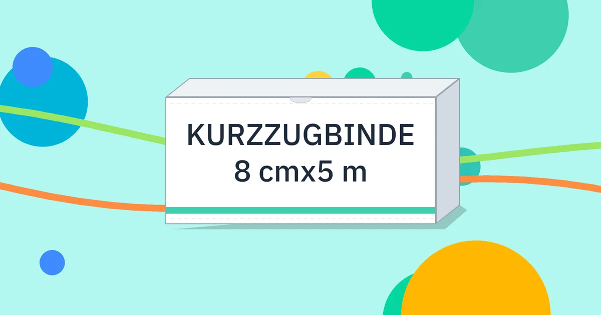 Symbolbild: Packung mit der Aufschrift KURZZUGBINDE 8 cmx5 m (PZN 06962214) – Verfügbarkeit und Bezug in Apotheken in Frankfurt am Main