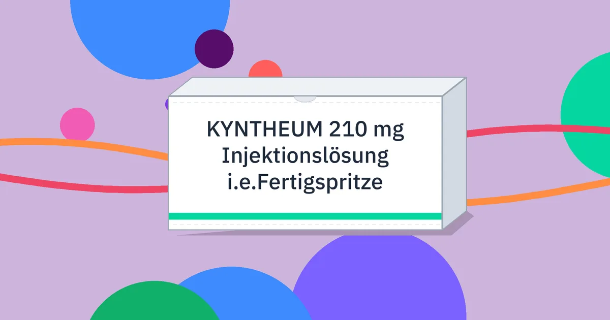 Symbolbild: Packung mit der Aufschrift KYNTHEUM 210 mg Injektionslösung i.e.Fertigspritze (PZN 17592111) – Verfügbarkeit und Bezug in Apotheken in Frankfurt am Main