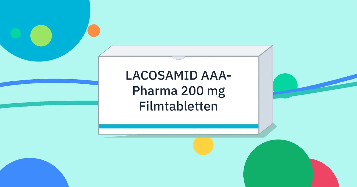 Symbolbild: Packung mit der Aufschrift LACOSAMID AAA-Pharma 200 mg Filmtabletten (PZN 17593903) – Verfügbarkeit und Bezug in Apotheken in Frankfurt am Main