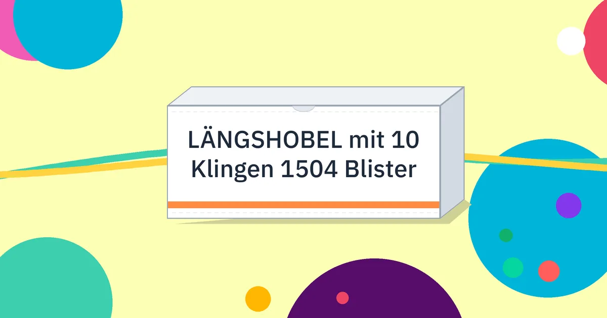 Symbolbild: Packung mit der Aufschrift LÄNGSHOBEL mit 10 Klingen 1504 Blister (PZN 00012517) – Verfügbarkeit und Bezug in Apotheken in Frankfurt am Main
