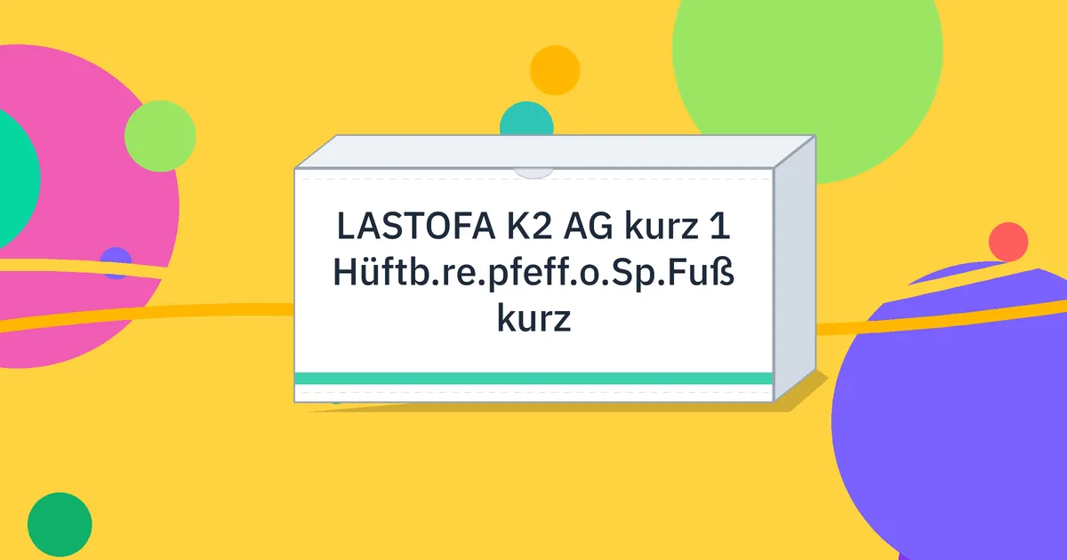 Symbolbild: Packung mit der Aufschrift LASTOFA K2 AG kurz 1 Hüftb.re.pfeff.o.Sp.Fuß kurz (PZN 13810700) – Verfügbarkeit und Bezug in Apotheken in Frankfurt am Main