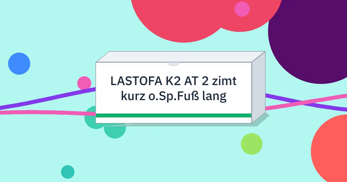 Symbolbild: Packung mit der Aufschrift LASTOFA K2 AT 2 zimt kurz o.Sp.Fuß lang (PZN 14151470) – Verfügbarkeit und Bezug in Apotheken in Frankfurt am Main