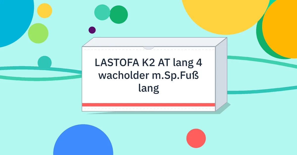 Symbolbild: Packung mit der Aufschrift LASTOFA K2 AT lang 4 wacholder m.Sp.Fuß lang (PZN 13809370) – Verfügbarkeit und Bezug in Apotheken in Frankfurt am Main