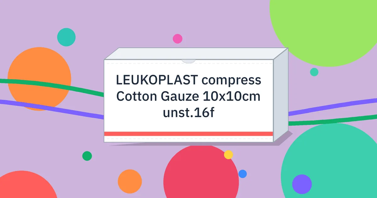 Symbolbild: Packung mit der Aufschrift LEUKOPLAST compress Cotton Gauze 10x10cm unst.16f (PZN 19064244) – Verfügbarkeit und Bezug in Apotheken in Frankfurt am Main