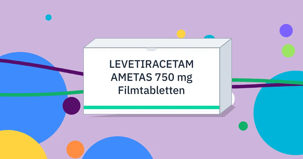 Symbolbild: Packung mit der Aufschrift LEVETIRACETAM AMETAS 750 mg Filmtabletten (PZN 18090593) – Verfügbarkeit und Bezug in Apotheken in Frankfurt am Main