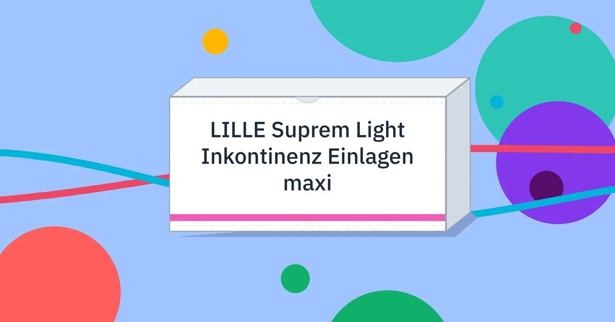 Symbolbild: Packung mit der Aufschrift LILLE Suprem Light Inkontinenz Einlagen maxi (PZN 19202485) – Verfügbarkeit und Bezug in Apotheken in Frankfurt am Main