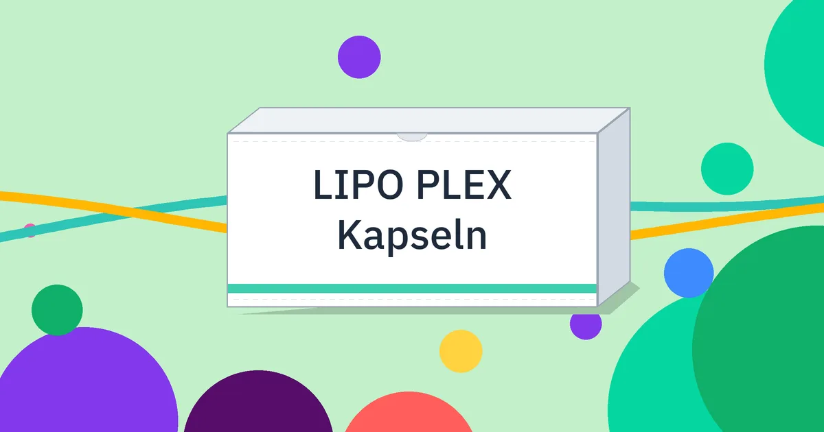 Symbolbild: Packung mit der Aufschrift LIPO PLEX Kapseln (PZN 16155443) – Verfügbarkeit und Bezug in Apotheken in Frankfurt am Main