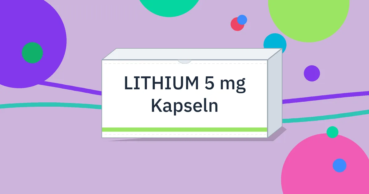 Symbolbild: Packung mit der Aufschrift LITHIUM 5 mg Kapseln (PZN 20349319) – Verfügbarkeit und Bezug in Apotheken in Frankfurt am Main