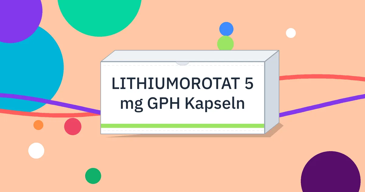 Symbolbild: Packung mit der Aufschrift LITHIUMOROTAT 5 mg GPH Kapseln (PZN 20124543) – Verfügbarkeit und Bezug in Apotheken in Frankfurt am Main