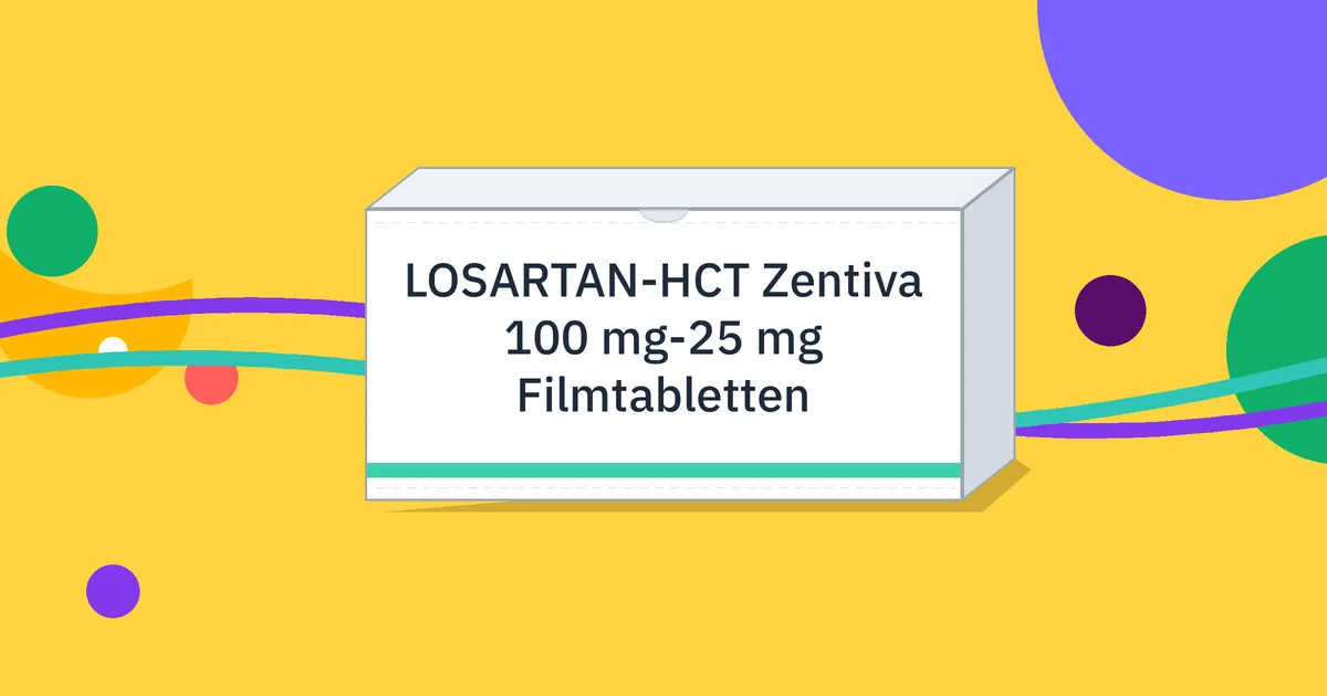 Symbolbild: Packung mit der Aufschrift LOSARTAN-HCT Zentiva 100 mg-25 mg Filmtabletten (PZN 16222470) – Verfügbarkeit und Bezug in Apotheken in Frankfurt am Main