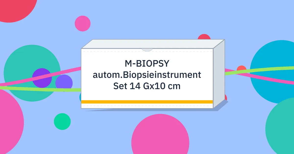 Symbolbild: Packung mit der Aufschrift M-BIOPSY autom.Biopsieinstrument Set 14 Gx10 cm (PZN 20326910) – Verfügbarkeit und Bezug in Apotheken in Frankfurt am Main
