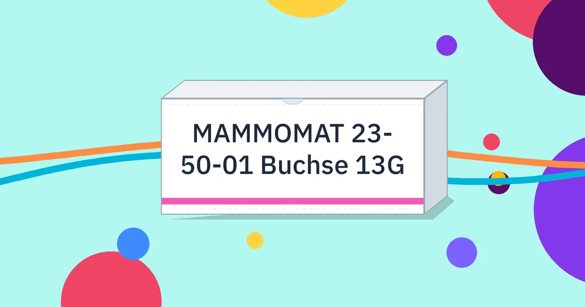 Symbolbild: Packung mit der Aufschrift MAMMOMAT 23-50-01 Buchse 13G (PZN 03482117) – Verfügbarkeit und Bezug in Apotheken in Frankfurt am Main