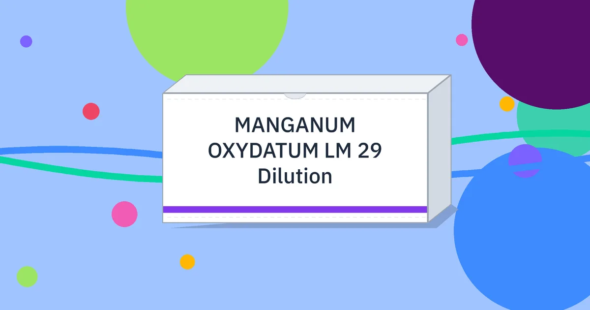Symbolbild: Packung mit der Aufschrift MANGANUM OXYDATUM LM 29 Dilution (PZN 12944841) – Verfügbarkeit und Bezug in Apotheken in Frankfurt am Main