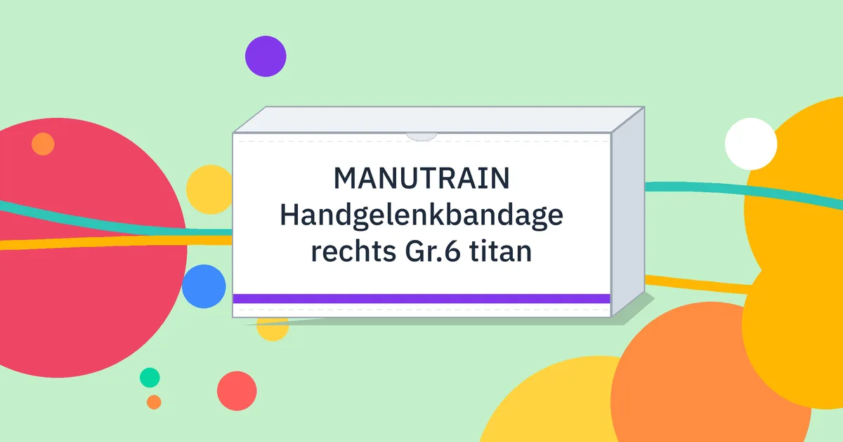Symbolbild: Packung mit der Aufschrift MANUTRAIN Handgelenkbandage rechts Gr.6 titan (PZN 01285944) – Verfügbarkeit und Bezug in Apotheken in Frankfurt am Main
