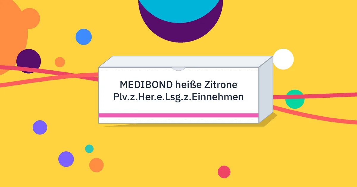 Symbolbild: Packung mit der Aufschrift MEDIBOND heiße Zitrone Plv.z.Her.e.Lsg.z.Einnehmen (PZN 13924556) – Verfügbarkeit und Bezug in Apotheken in Frankfurt am Main