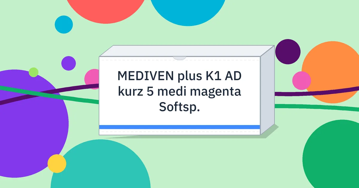 Symbolbild: Packung mit der Aufschrift MEDIVEN plus K1 AD kurz 5 medi magenta Softsp. (PZN 15044517) – Verfügbarkeit und Bezug in Apotheken in Frankfurt am Main