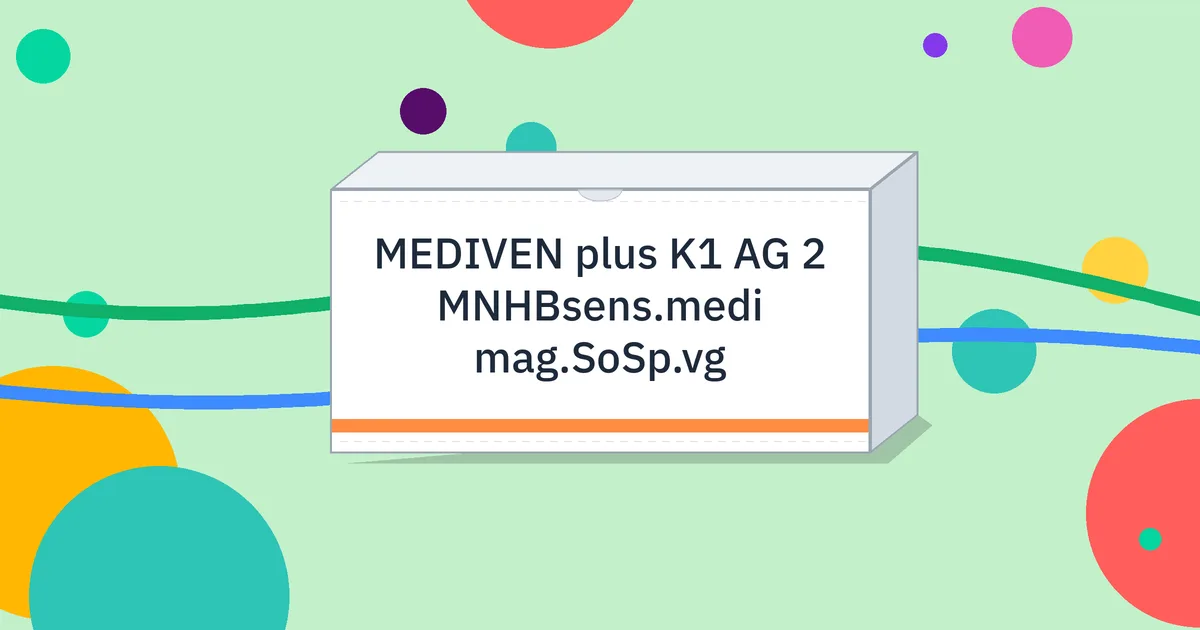 Symbolbild: Packung mit der Aufschrift MEDIVEN plus K1 AG 2 MNHBsens.medi mag.SoSp.vg (PZN 15917566) – Verfügbarkeit und Bezug in Apotheken in Frankfurt am Main