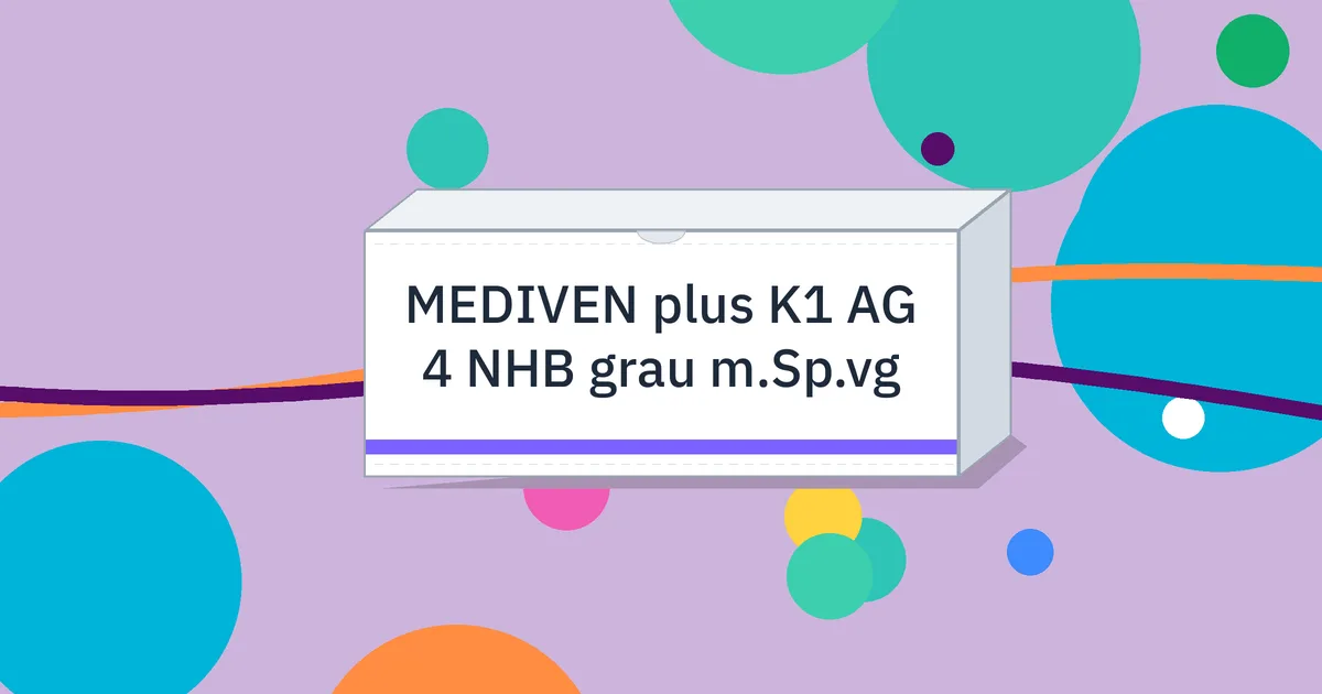 Symbolbild: Packung mit der Aufschrift MEDIVEN plus K1 AG 4 NHB grau m.Sp.vg (PZN 18938126) – Verfügbarkeit und Bezug in Apotheken in Frankfurt am Main