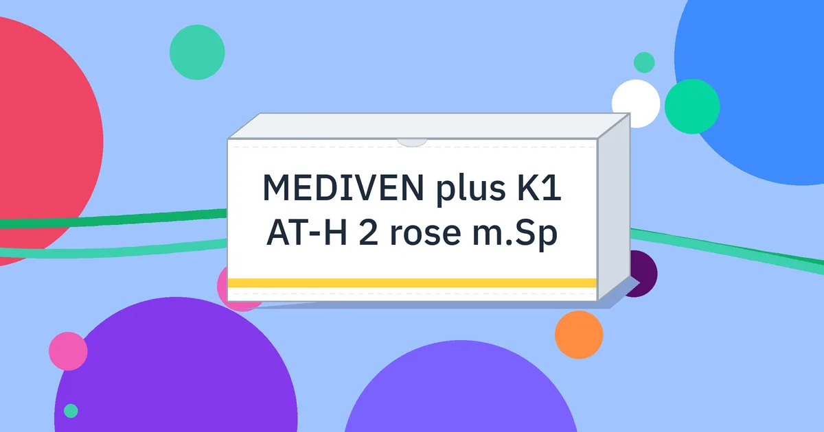 Symbolbild: Packung mit der Aufschrift MEDIVEN plus K1 AT-H 2 rose m.Sp (PZN 15035872) – Verfügbarkeit und Bezug in Apotheken in Frankfurt am Main