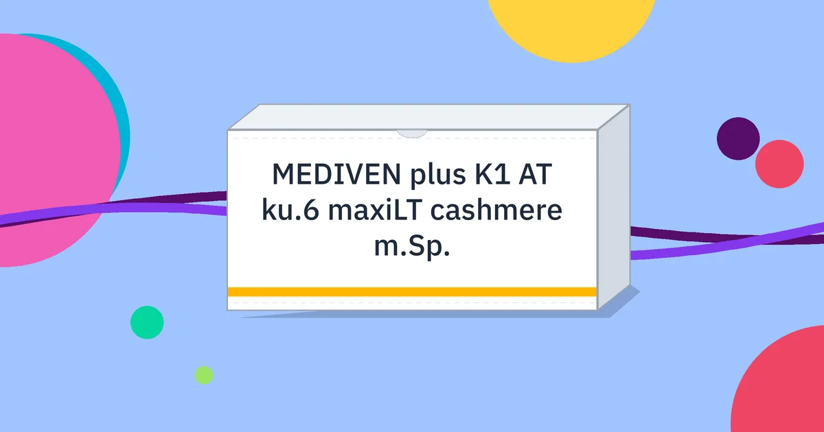 Symbolbild: Packung mit der Aufschrift MEDIVEN plus K1 AT ku.6 maxiLT cashmere m.Sp. (PZN 15069138) – Verfügbarkeit und Bezug in Apotheken in Frankfurt am Main