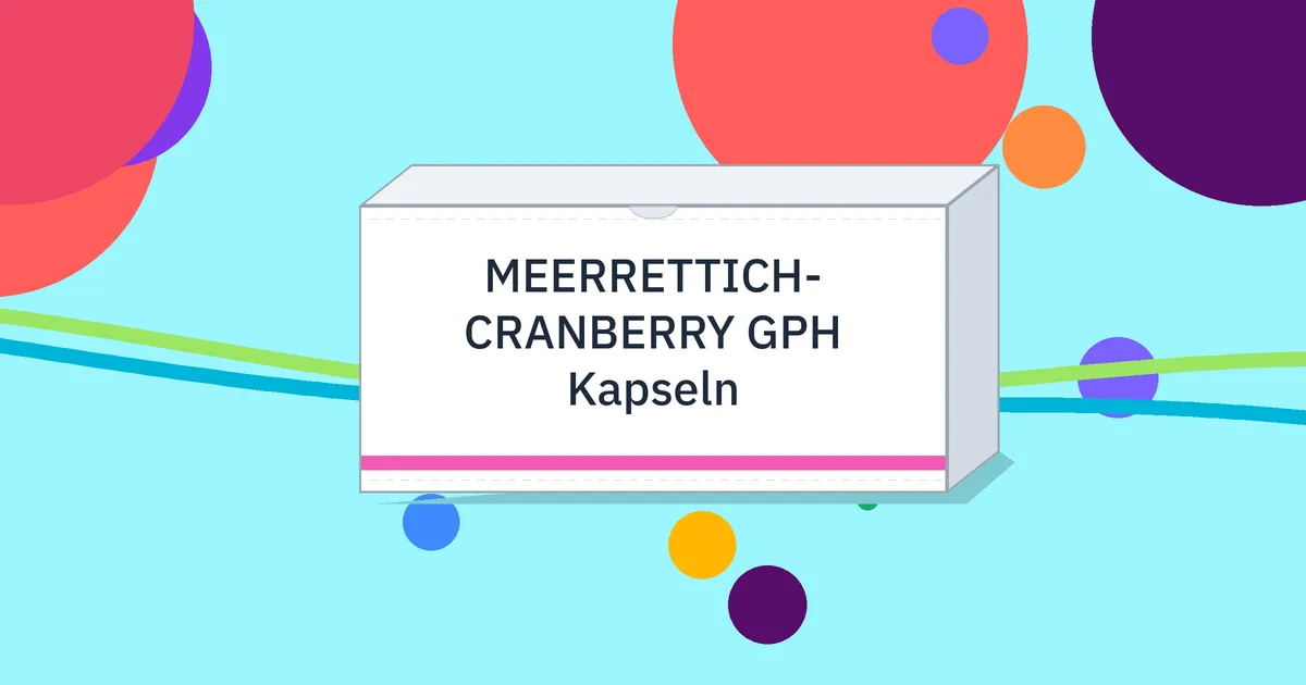 Symbolbild: Packung mit der Aufschrift MEERRETTICH-CRANBERRY GPH Kapseln (PZN 10265030) – Verfügbarkeit und Bezug in Apotheken in Frankfurt am Main
