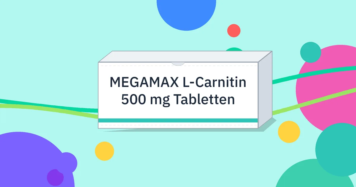 Symbolbild: Packung mit der Aufschrift MEGAMAX L-Carnitin 500 mg Tabletten (PZN 00885760) – Verfügbarkeit und Bezug in Apotheken in Frankfurt am Main
