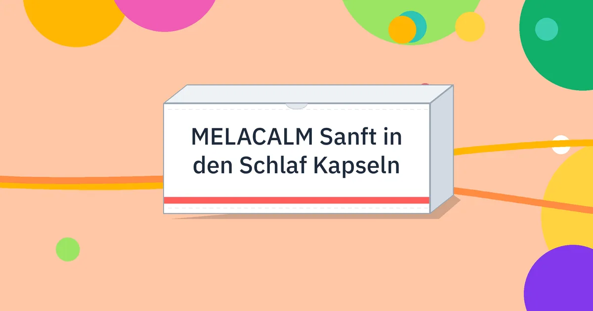 Symbolbild: Packung mit der Aufschrift MELACALM Sanft in den Schlaf Kapseln (PZN 19408063) – Verfügbarkeit und Bezug in Apotheken in Frankfurt am Main