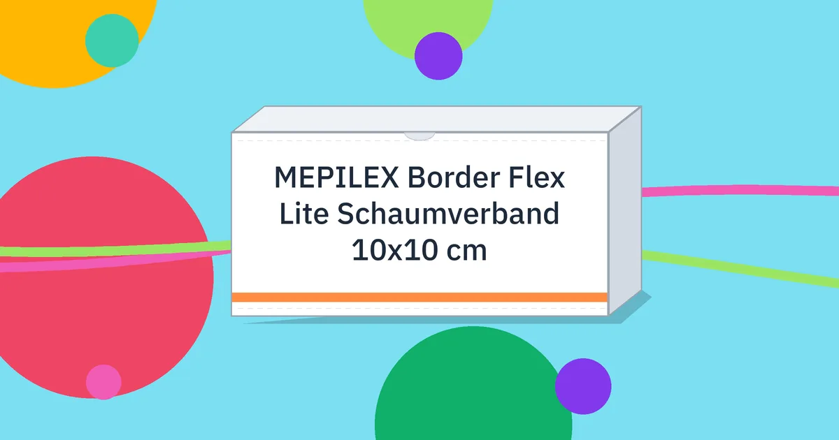 Symbolbild: Packung mit der Aufschrift MEPILEX Border Flex Lite Schaumverband 10x10 cm (PZN 18224728) – Verfügbarkeit und Bezug in Apotheken in Frankfurt am Main